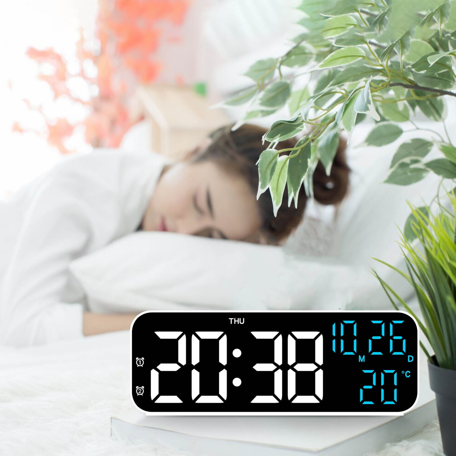 Nkmbld Alarm Clocks for Bedrooms Electronic Clock Multi-functional LED ...