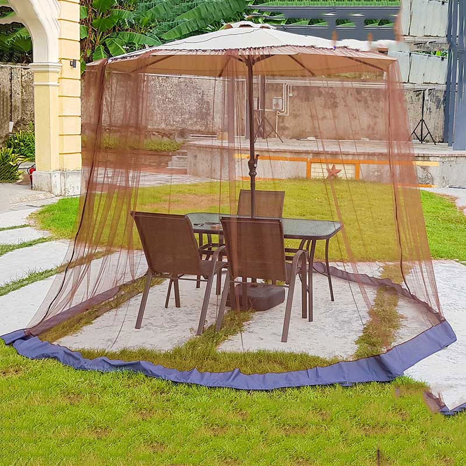 Nkmbld Black Patio Umbrella Mosquito Netting with Double Zipper Door ...