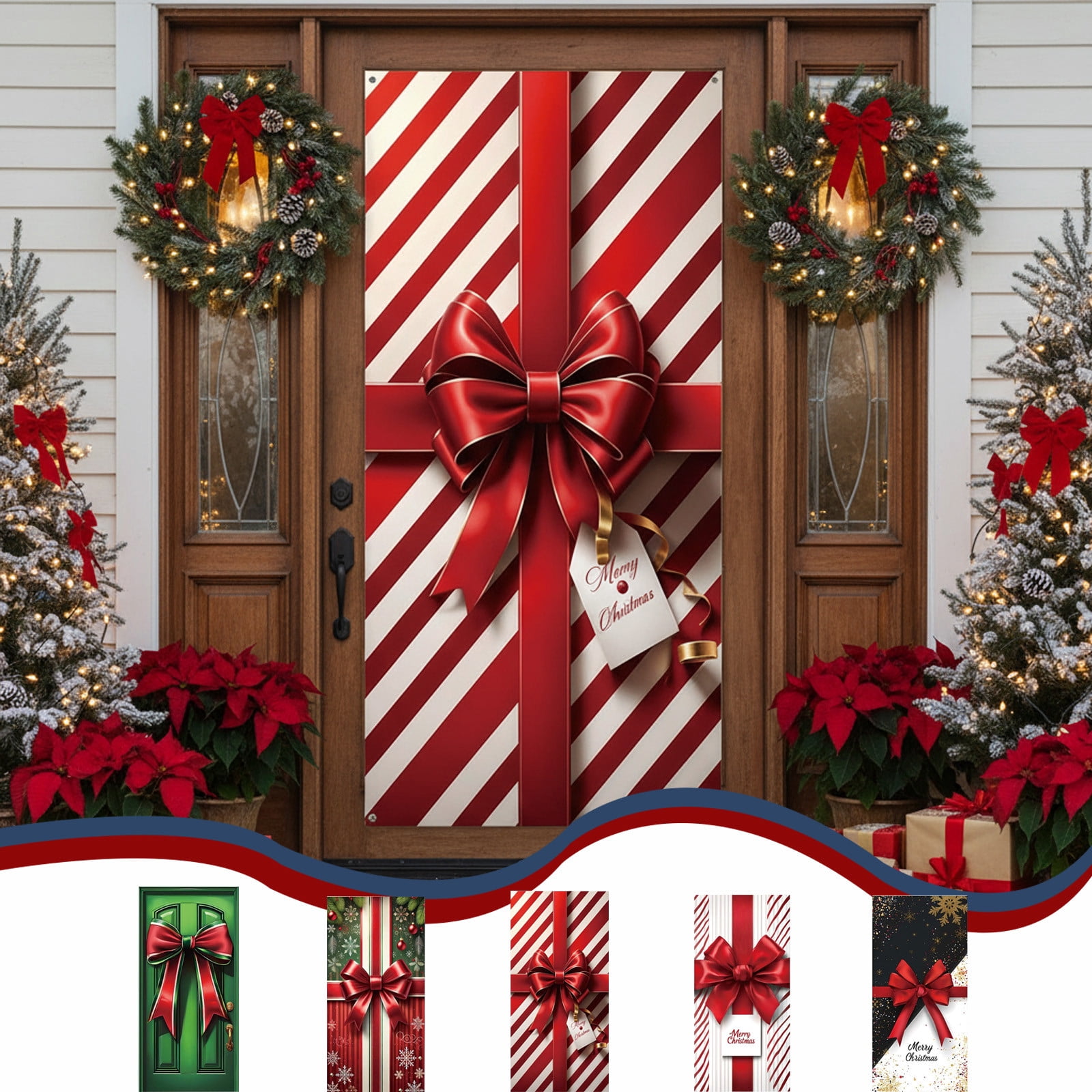 Nkmbld Christmas Door Banner Christmas Door Cover for Xmas Winter ...
