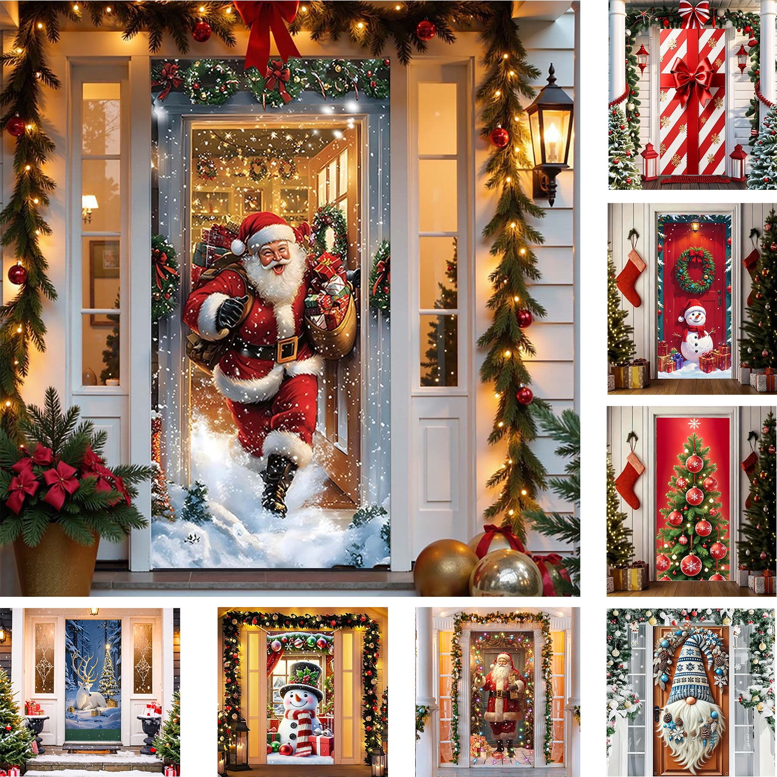 Nkmbld Christmas Door Cover Decoration for Xmas Winter Seasonal Holiday ...