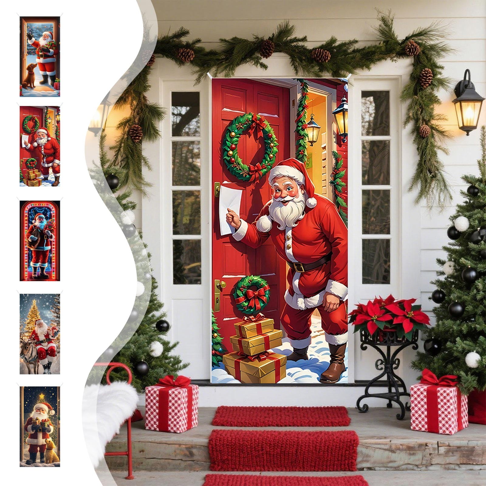 Nkmbld Christmas Front Door Decoration Christmas Door Cover for Xmas ...