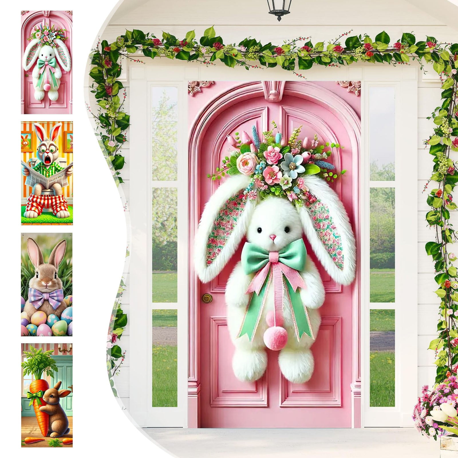 Nkmbld Easter Door Cover Cute Rabbit Door Party Decoration Supplies ...