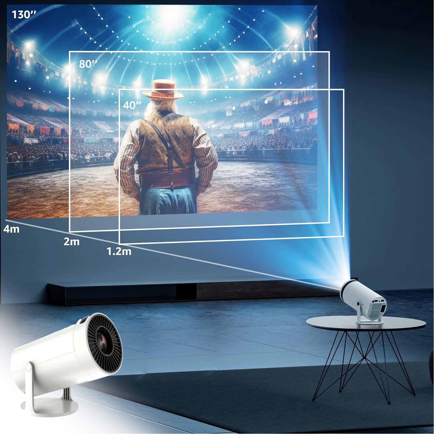Nkmbld Full HD Portable Mini Projector,4K Projector with WiFi and ...