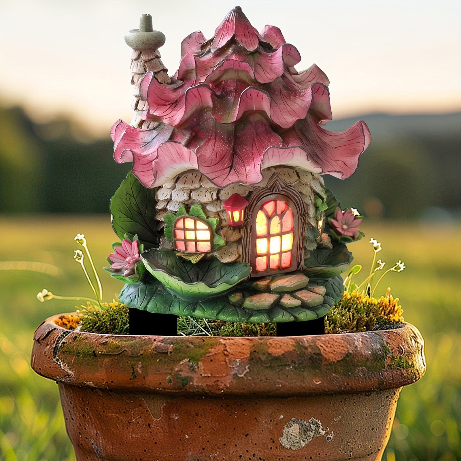 Nkmbld Garden Ornaments, Garden Sculpture Lotus House Courtyard Flower ...