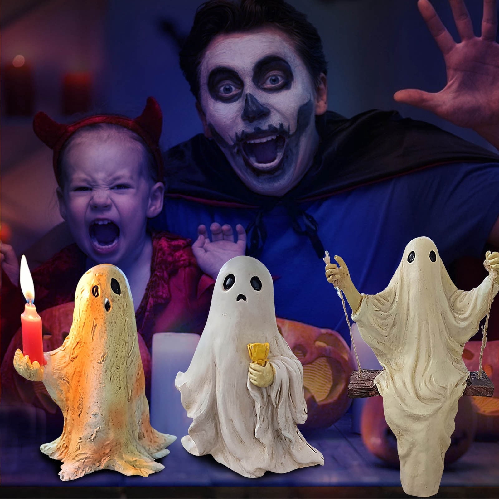 Nkmbld Halloween Horror Ghost Resin Statue Ornaments Garden Outdoor ...