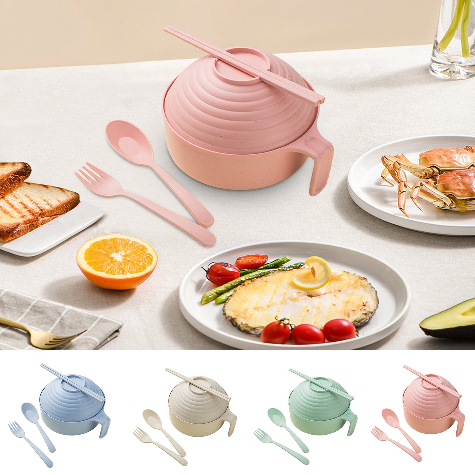 Nkmbld Large Ramen Bowl Instant Noodles Bowl with Lid Food Grade Bowl ...