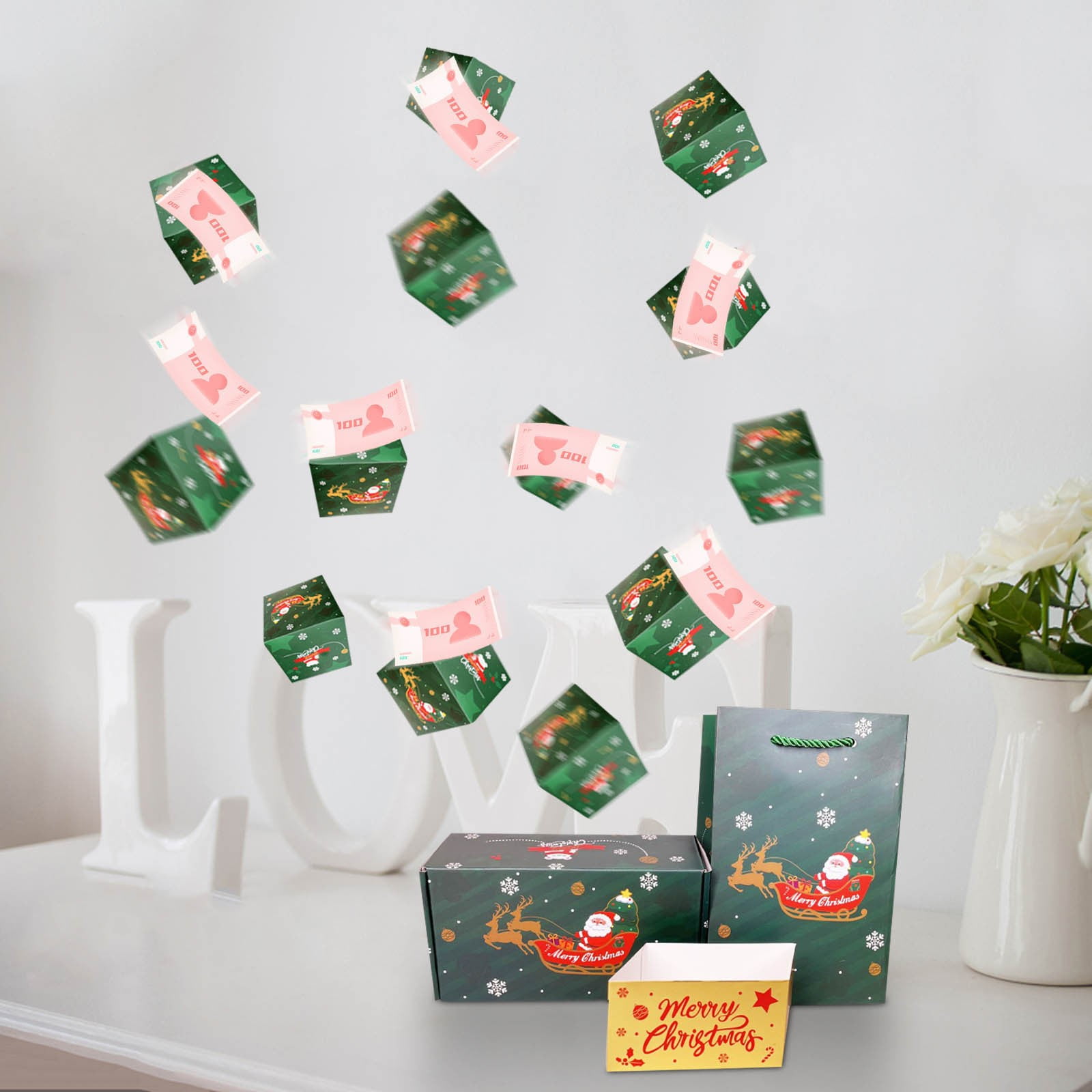 Nkmbld Money Explosion Gift Box, Merry Christmas Surprise Gift Boxes ...