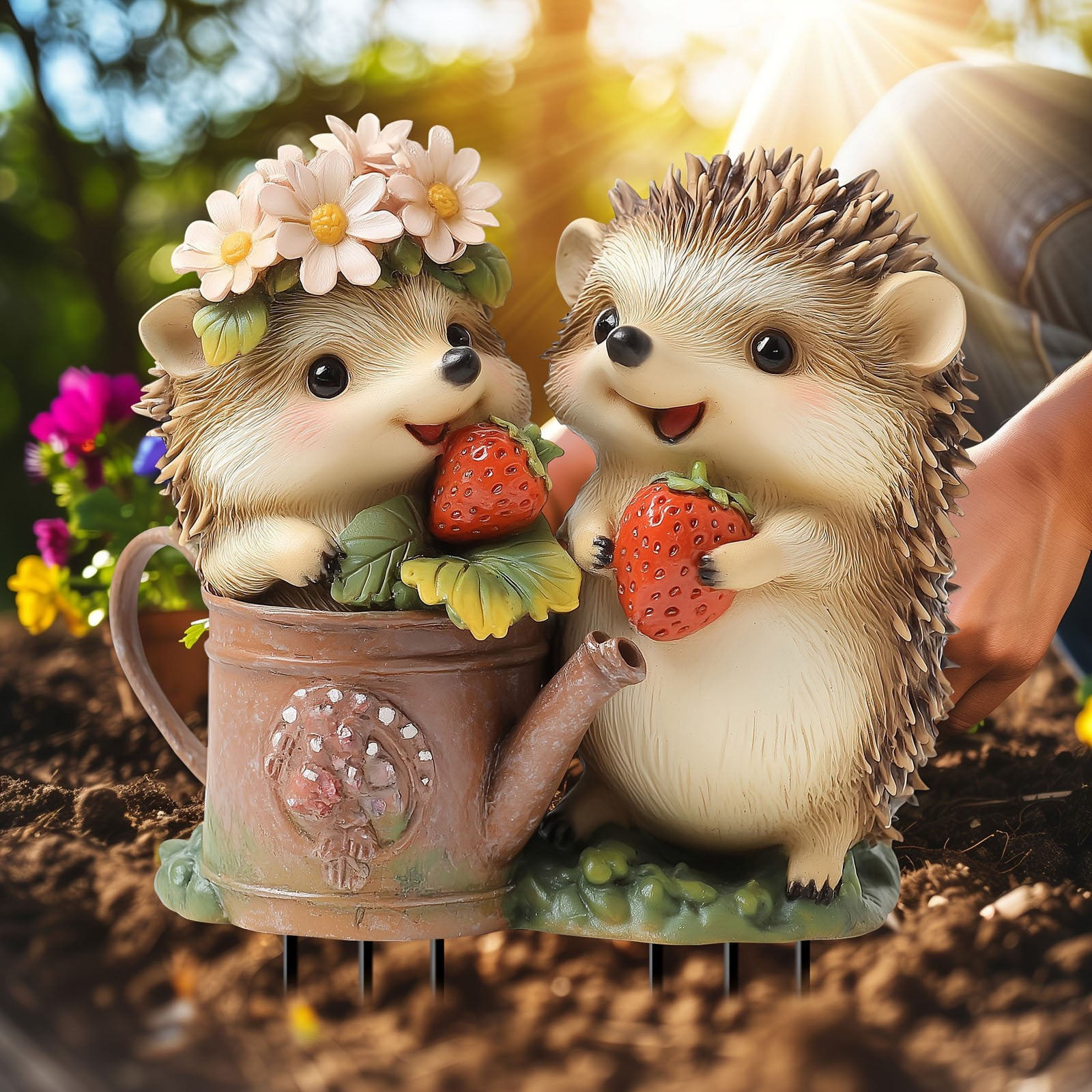 Nkmbld Outdoor Garden Statues Hedgehog Garden Ground Insertion 2D Flat ...
