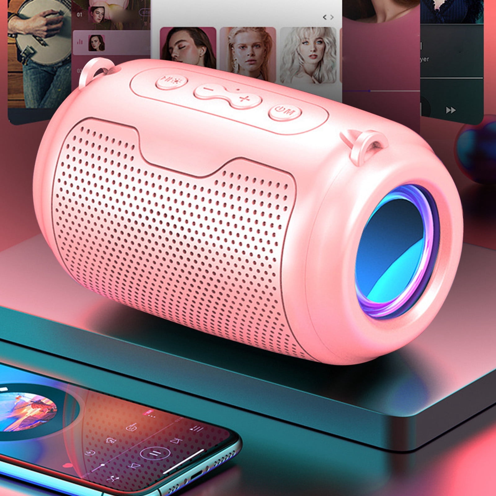 Nkmbld Outdoor Stereo Speakers Bluetooth 5.0 Colorful Streamer Mini ...