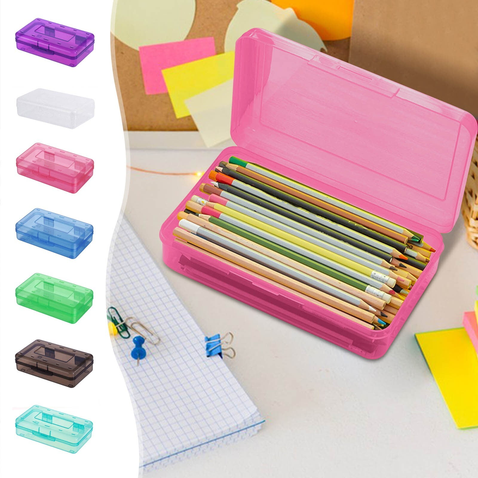 Nkmbld Pencil Box Large Capacity Clear Pencil Case with Snap-tight Lid ...