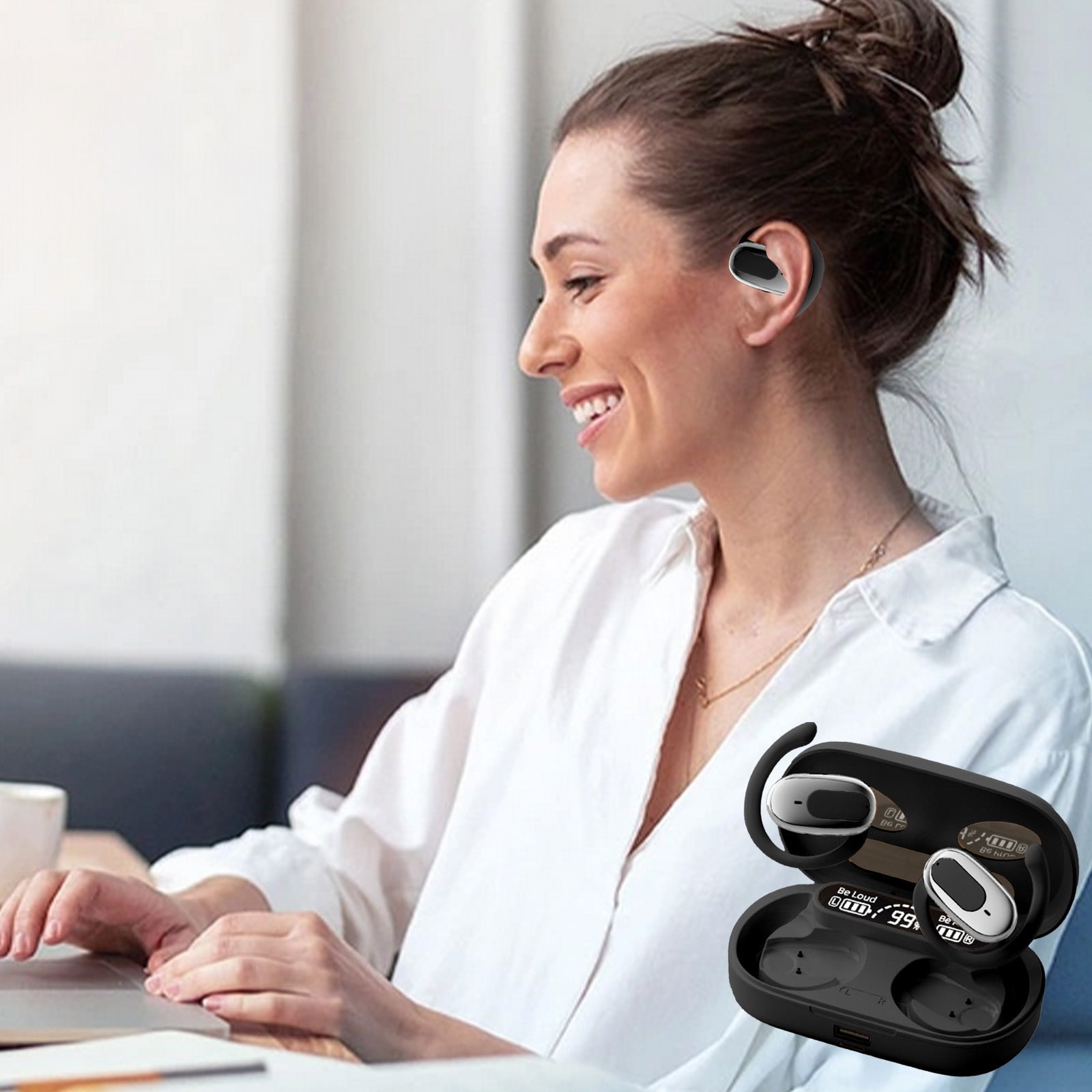 Nkmbld Portable Bluetooth Headphones Hanging Ear Type Large Capacity ...