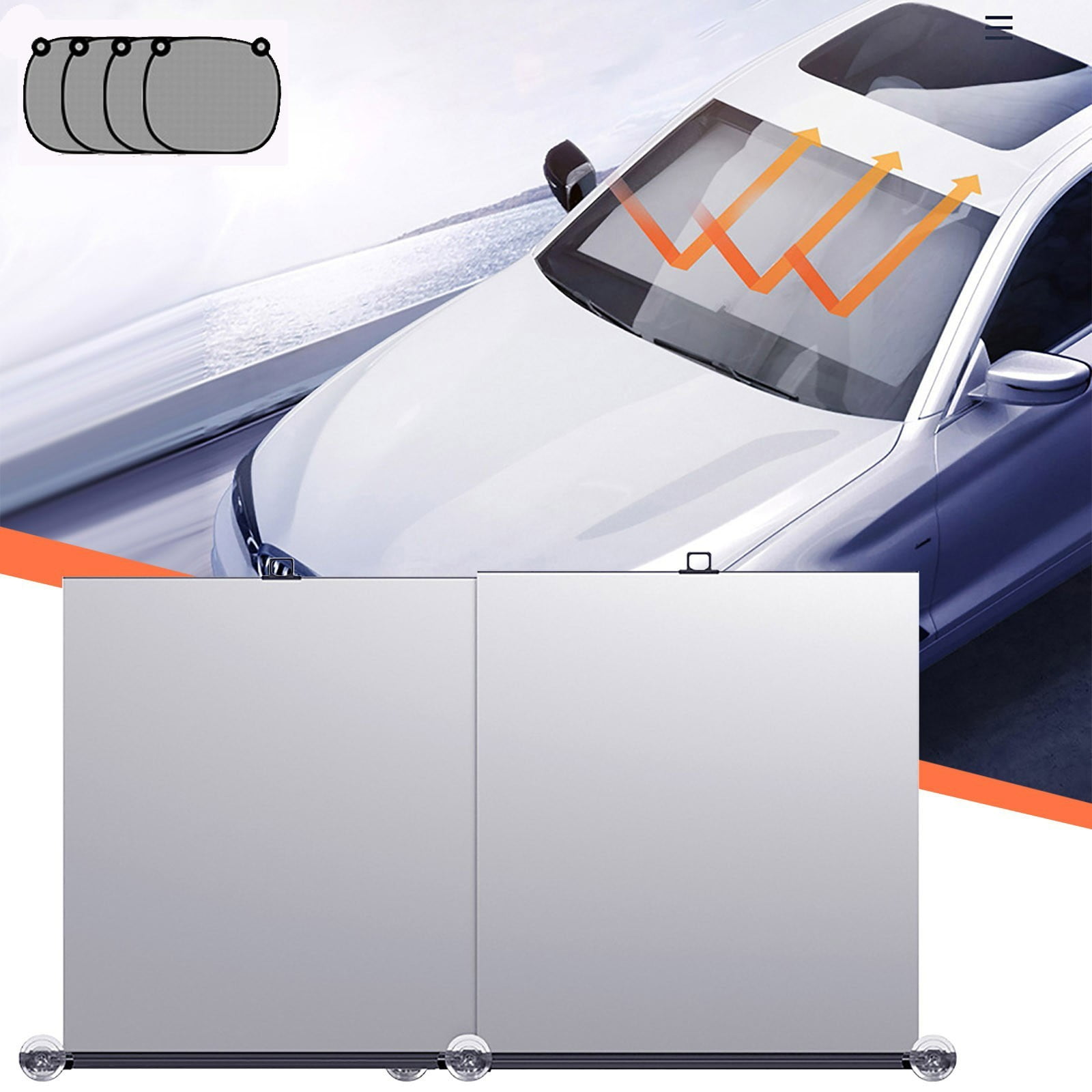 Nkmbld Retractable Front Windshield Car Sunshade Blocks UV Rays Sun ...