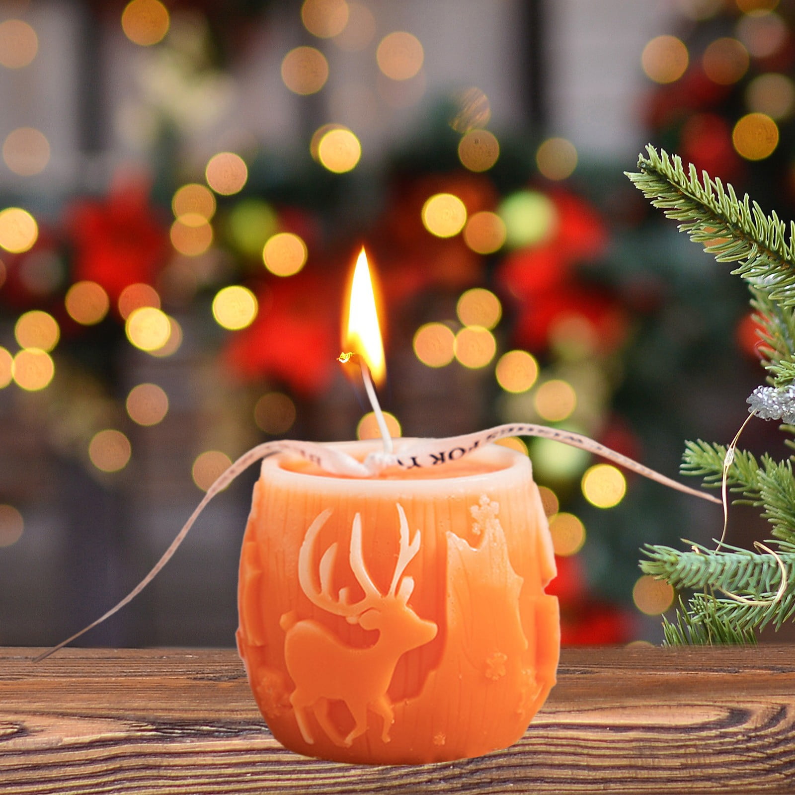 Nkmbld Scented Candles, Christmas Pillar Wax Christmas Tree ...