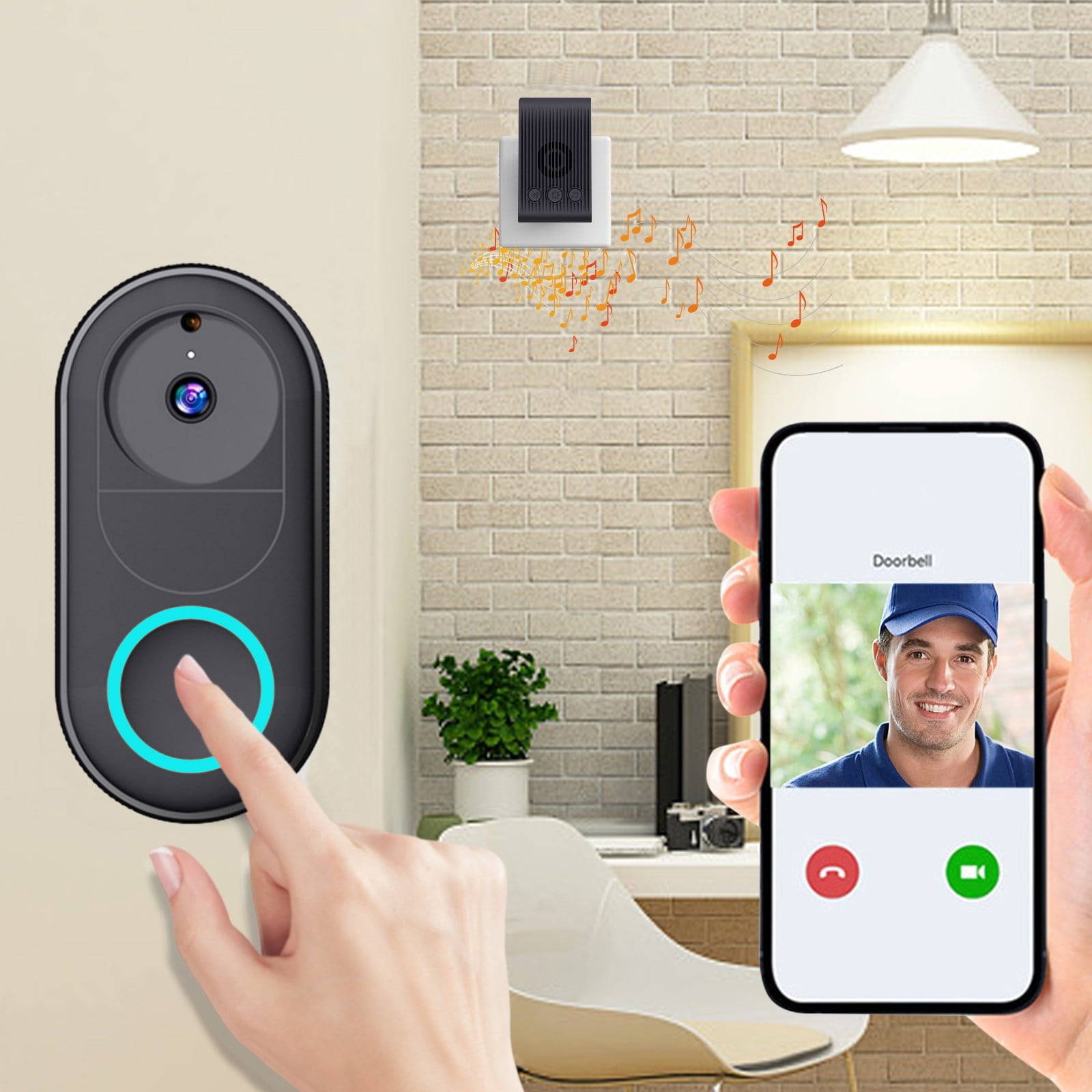 Nkmbld Smart Video Wireless Doorbell Camera, Intelligent 1080p Wireless ...