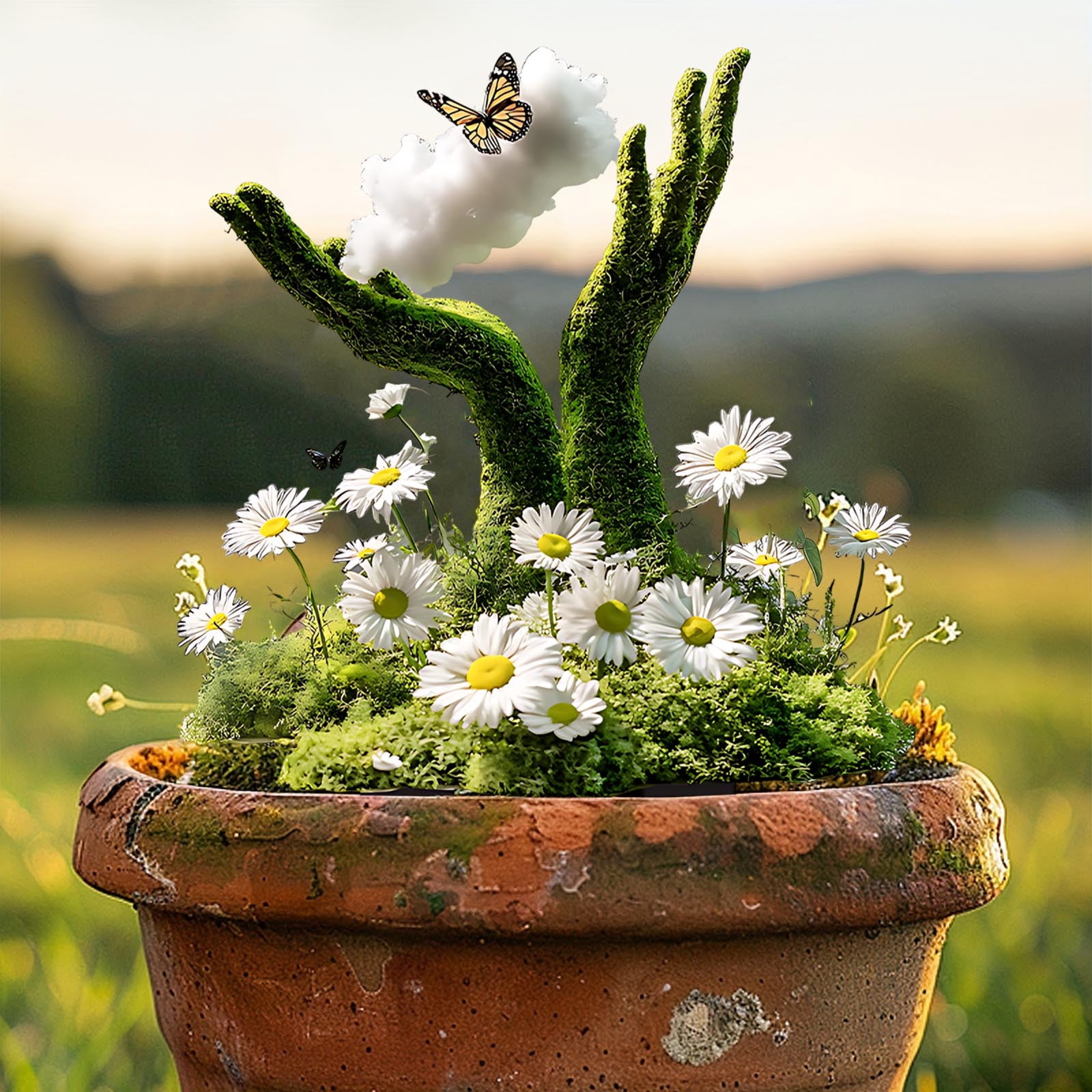 Nkmbld Yard Statues, Patio Statues Acrylic Potted Plants and Courtyard ...