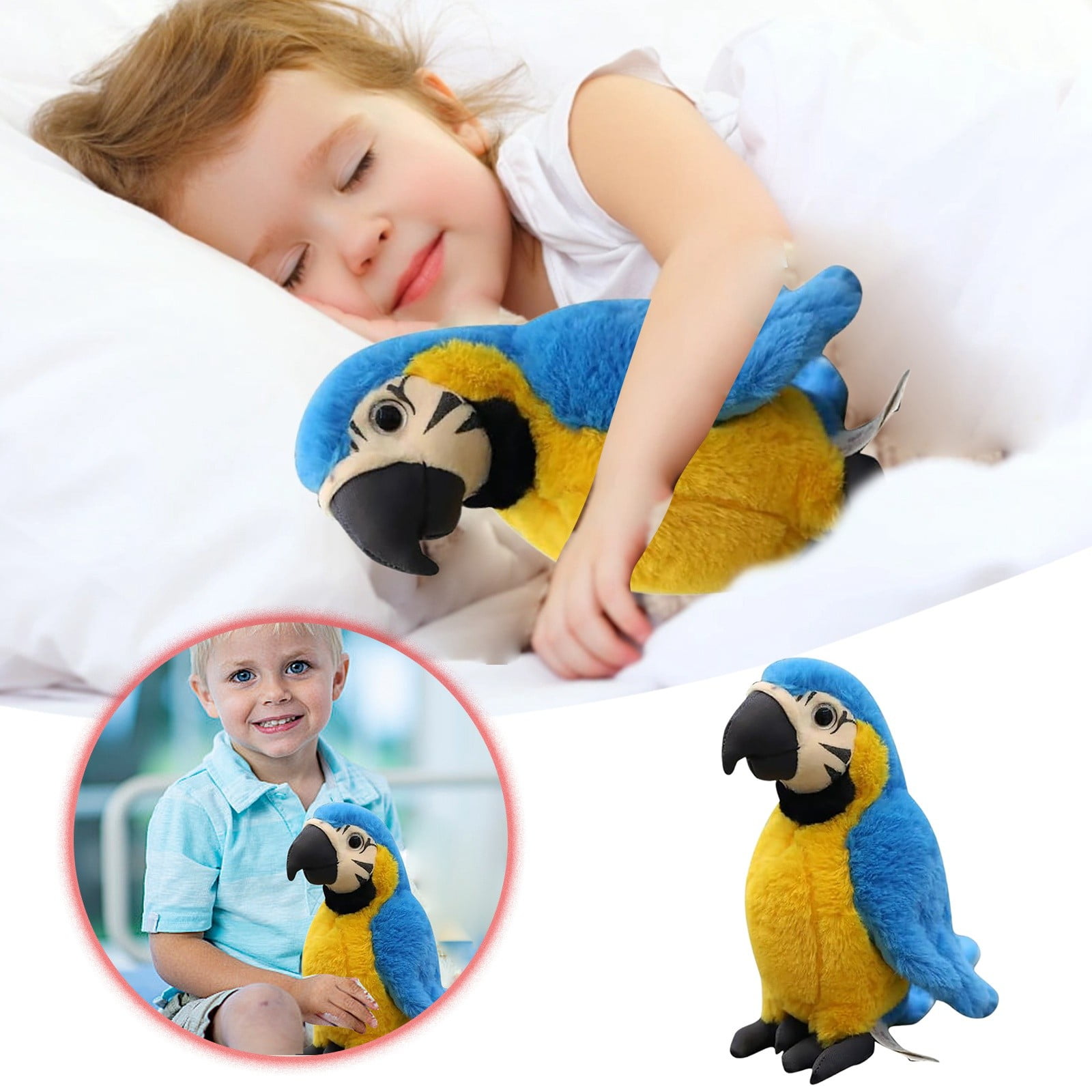 Nkollvrt 4Th of July Realistic Parrot Toy Soft Stuffed Animal for Kids ...