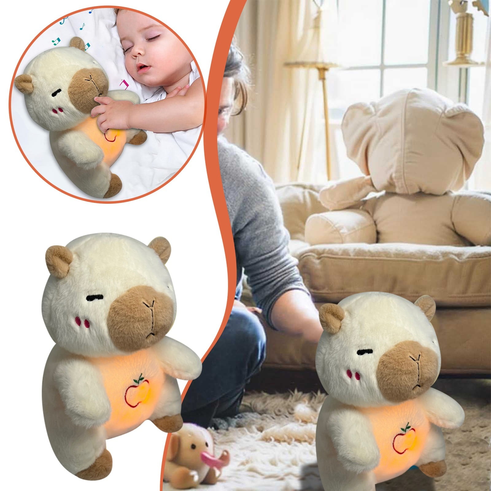 Nkollvrt Breathing Light Soothing Sleep Moon Love Breathing Cute Plush ...