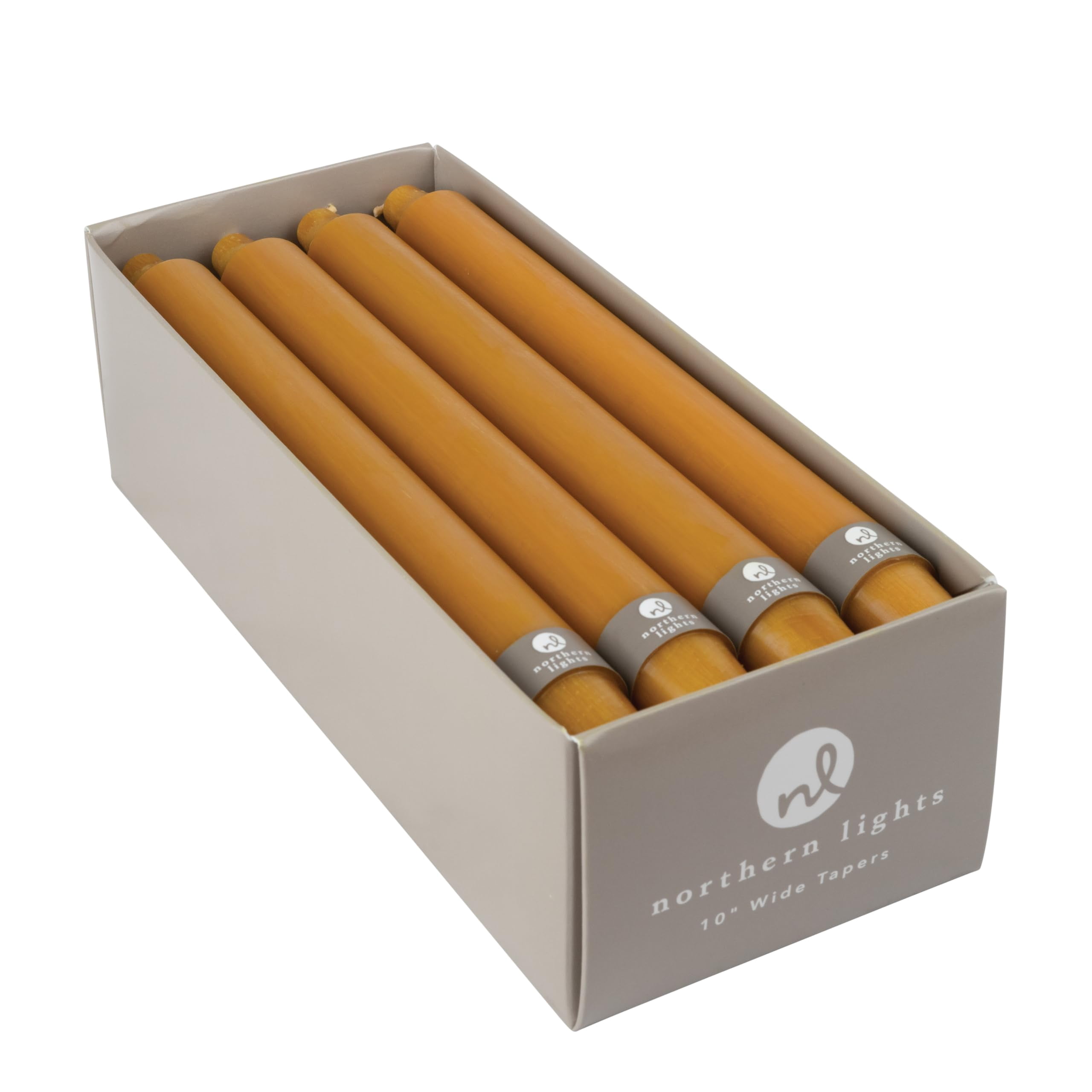 Northern Lights Candles Nlc Wide Tapers 12Pc Box Caramel 10 Inch ...