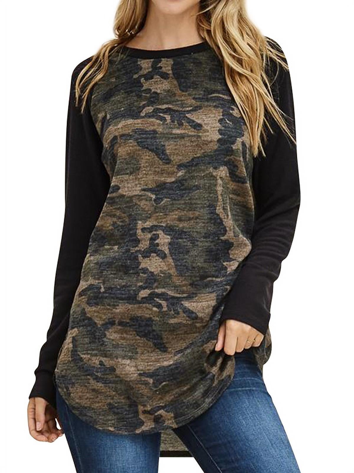 Nlife Women Camouflage Splicing Tunic Top - Walmart.com
