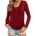 Nlife Women Criss Cross V Neck Long Sleeve Solid Color Tunic Top ...
