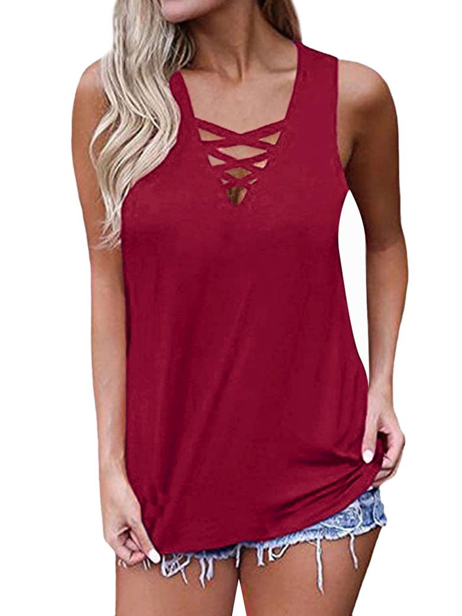Nlife Women Criss Cross V Neck Sleeveless Cami Top - Walmart.com
