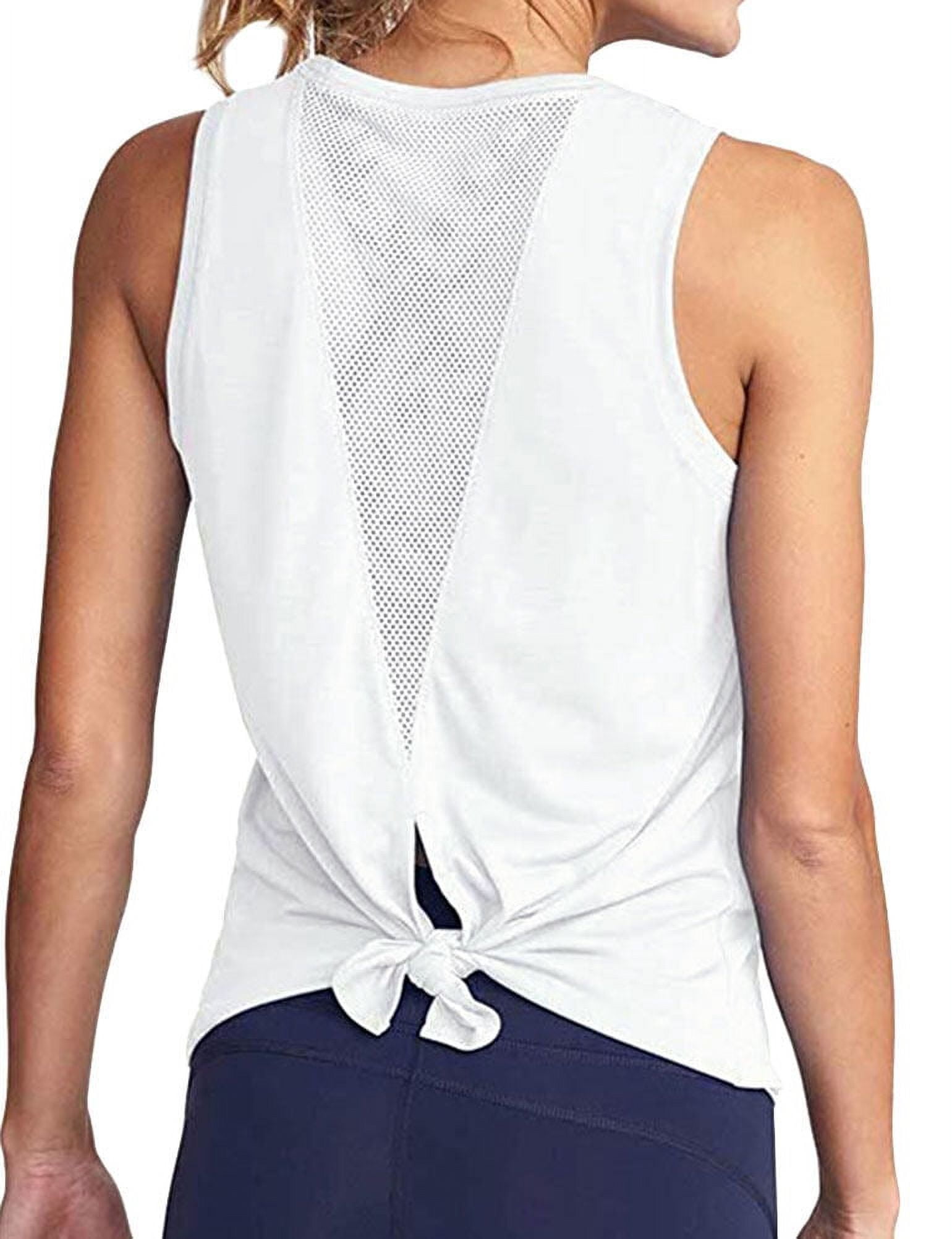 Nlife Women Sleeveless Mesh Split Back Solid Color Yoga Tank Top ...
