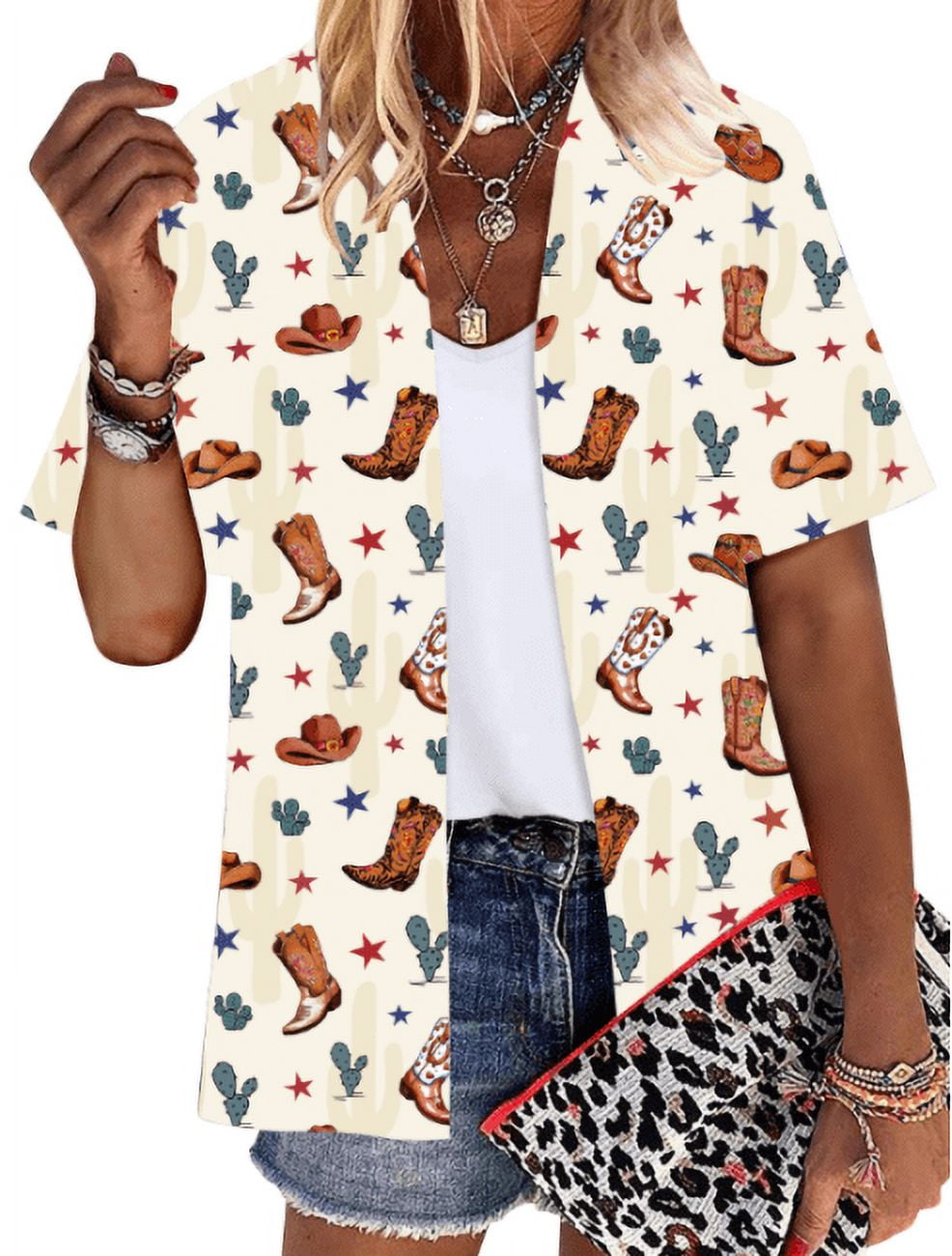 Nlife Women Western Retro Cowgirl Shirt Button Down Vintage Summer ...