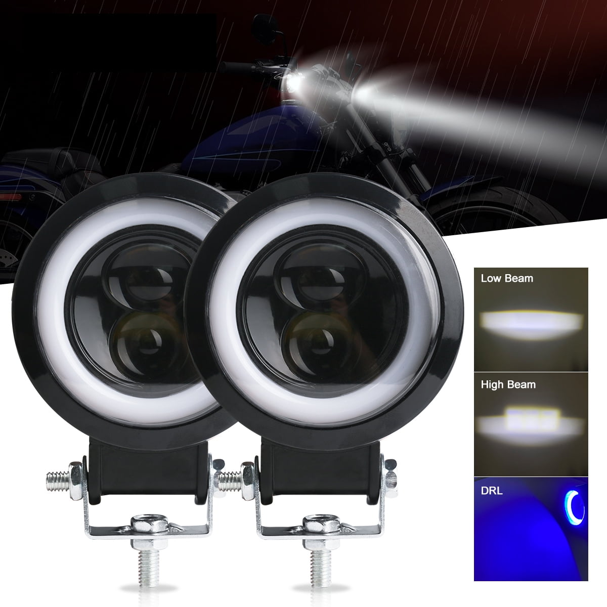 Nlpearl Car 3 Inch Round LED Work Light Spot Light Halo Angel Eye 12V ...