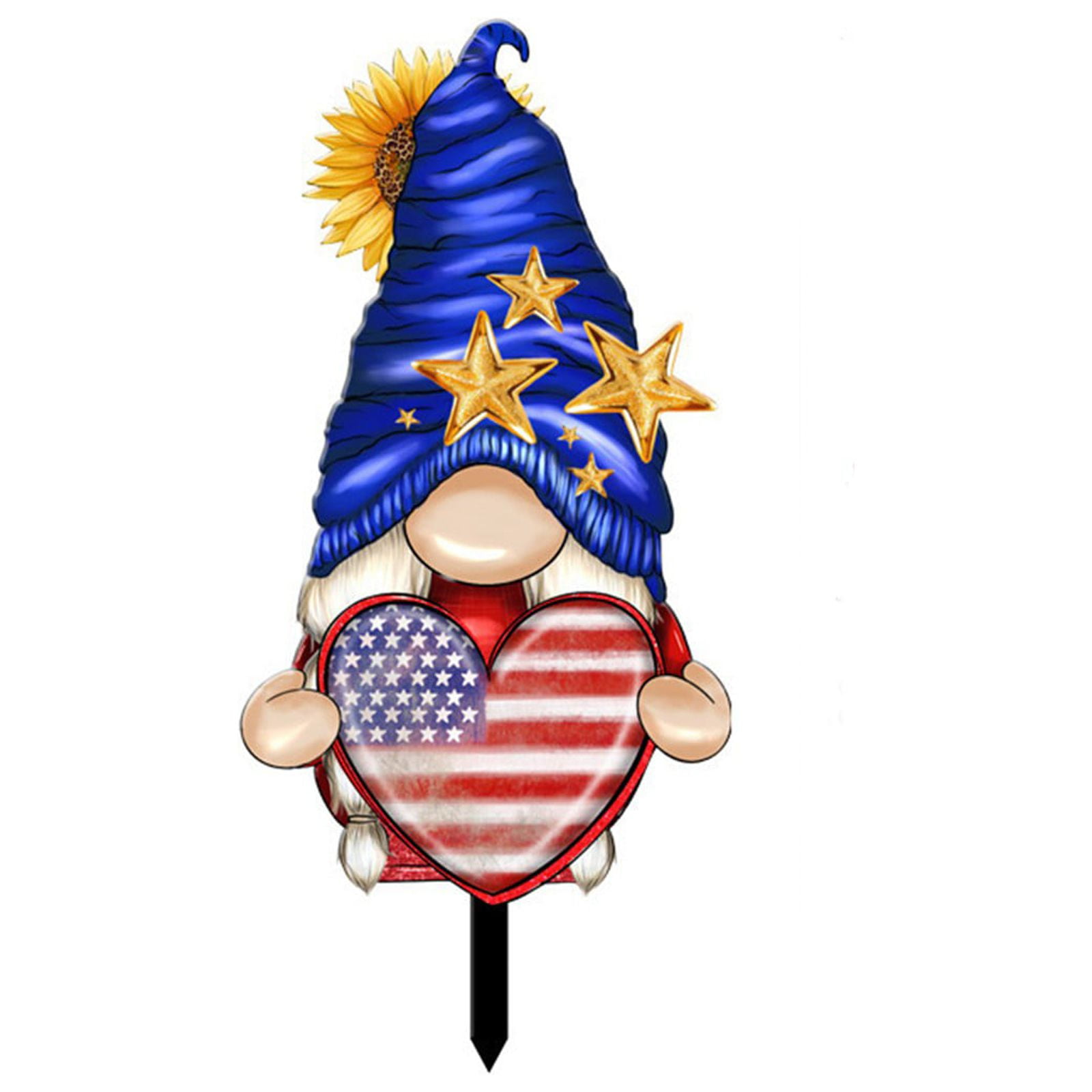 Nlsdqey Card Slot independence Day Gnome Acrylic Outdoor Yard Ground ...