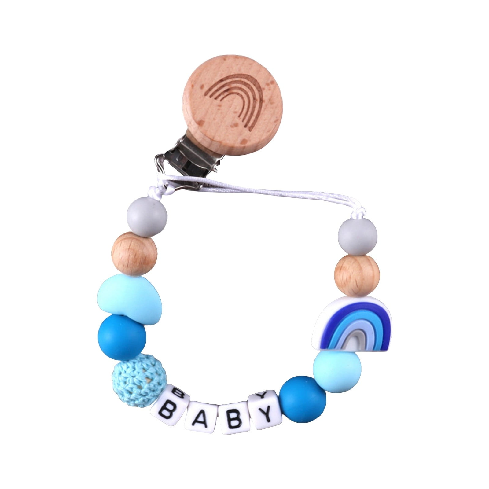 Nlsdqey Hangs Ra inbow Beechs Wood Clip Comfort Pacifier Cha in Baby ...