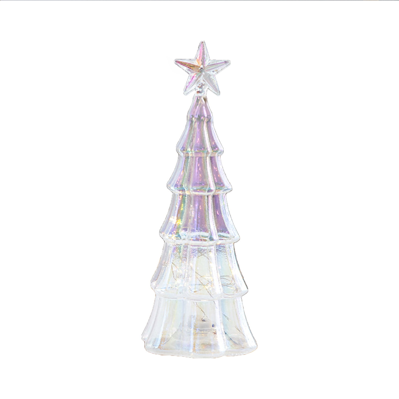 Nmdmisc 10" Glass Christmas Tree,Hand Blown Glass Tree with LED Lights ...