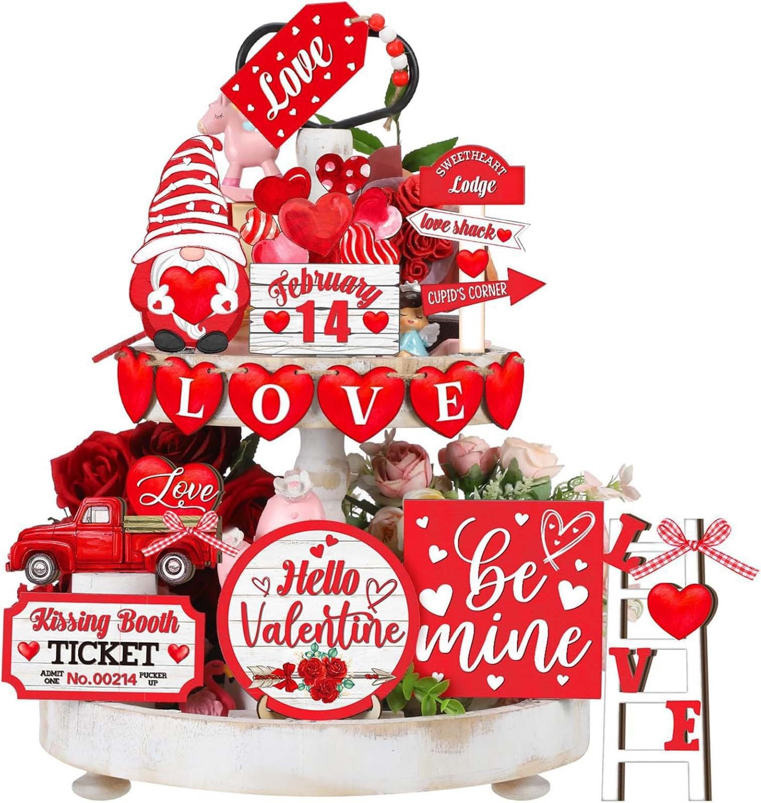 Nmdmisc 15 Pcs Valentine's Day Tiered Tray Decor Valentines Day Decor ...