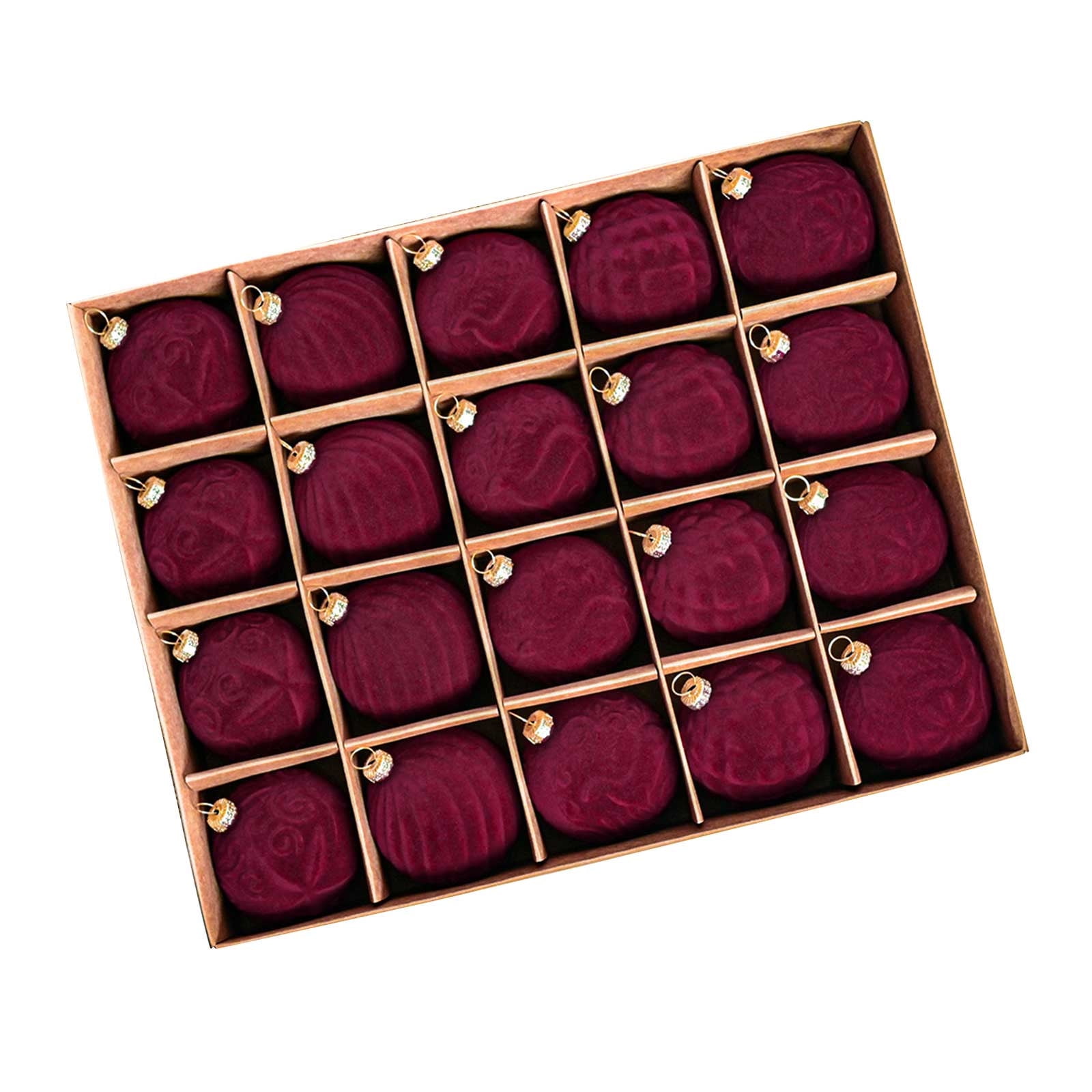 Nmdmisc 20 Pcs Christmas Velvet Balls 2.36" Flocked Christmas Hanging ...