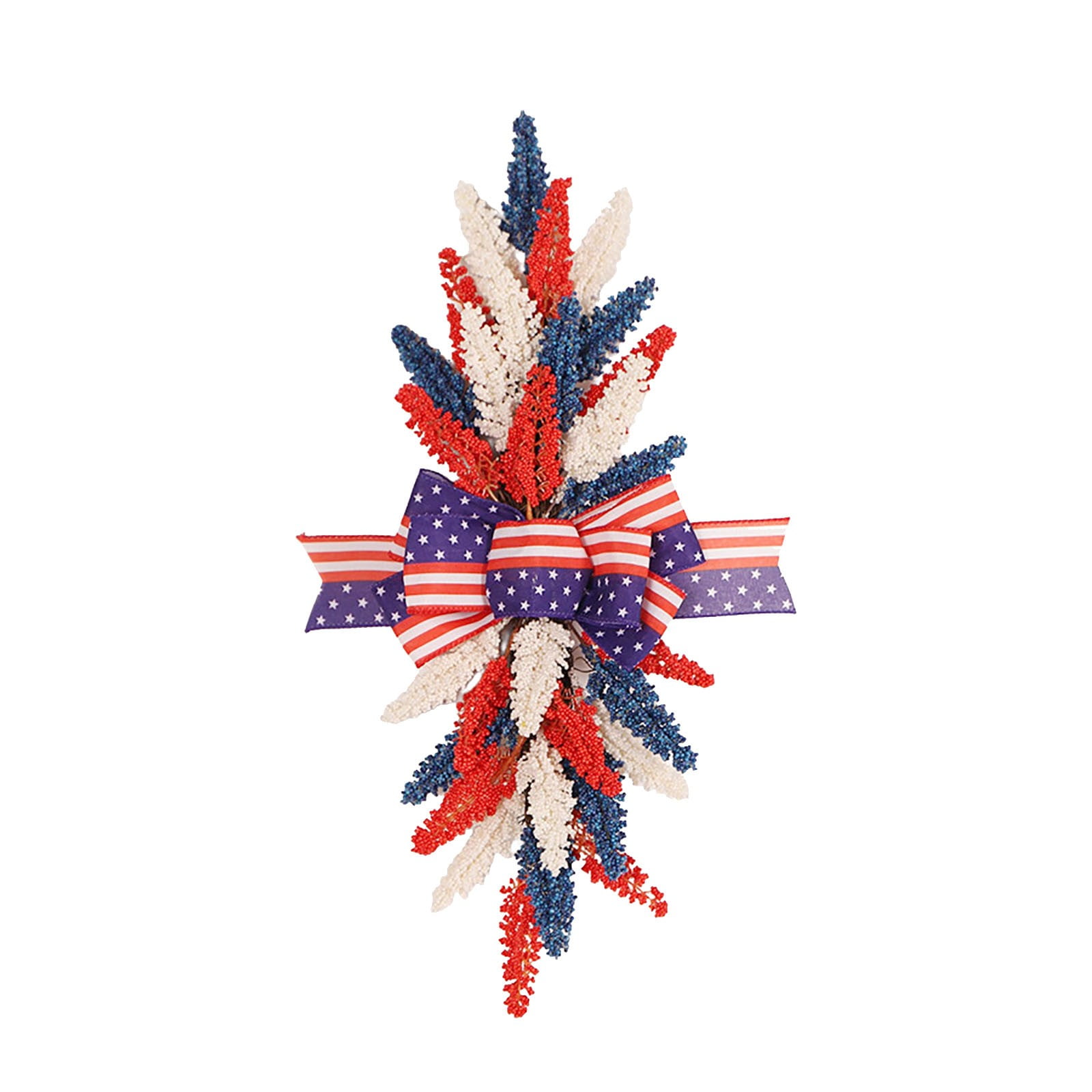 Nmdmisc 24" Patriotic Red,White,Blue Floral Swag Wreath for Front Door ...