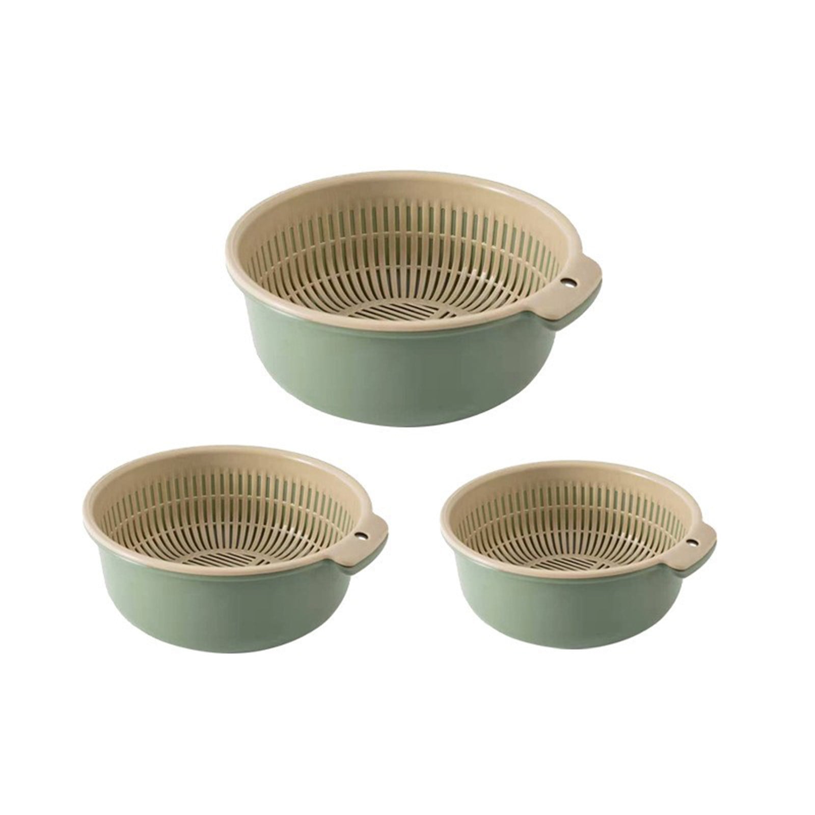 Nmdmisc 3-Piece Double-Layer Plastic Fruits Vegetable Washing Basket ...