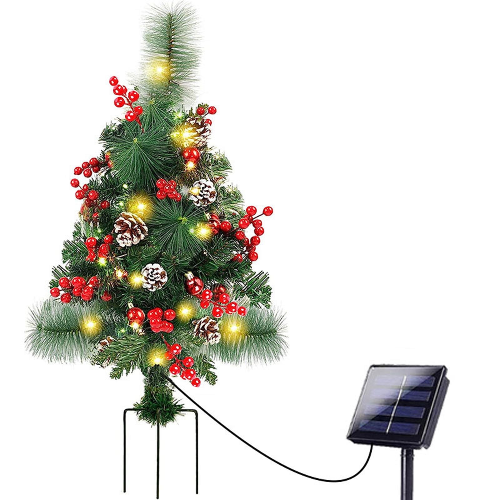 Nmdmisc 30" Pre-Lit Pathway Christmas Trees Solar Pathway Lights ...