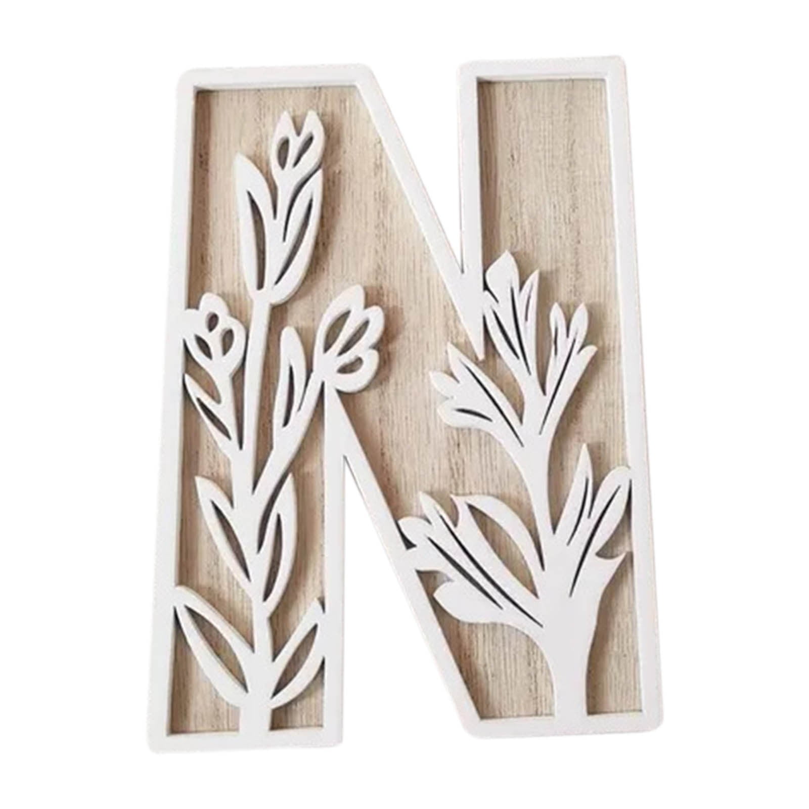 Nmdmisc 5 Inch Wooden Letters for Wall Decor, Flowered Paintable Wooden ...