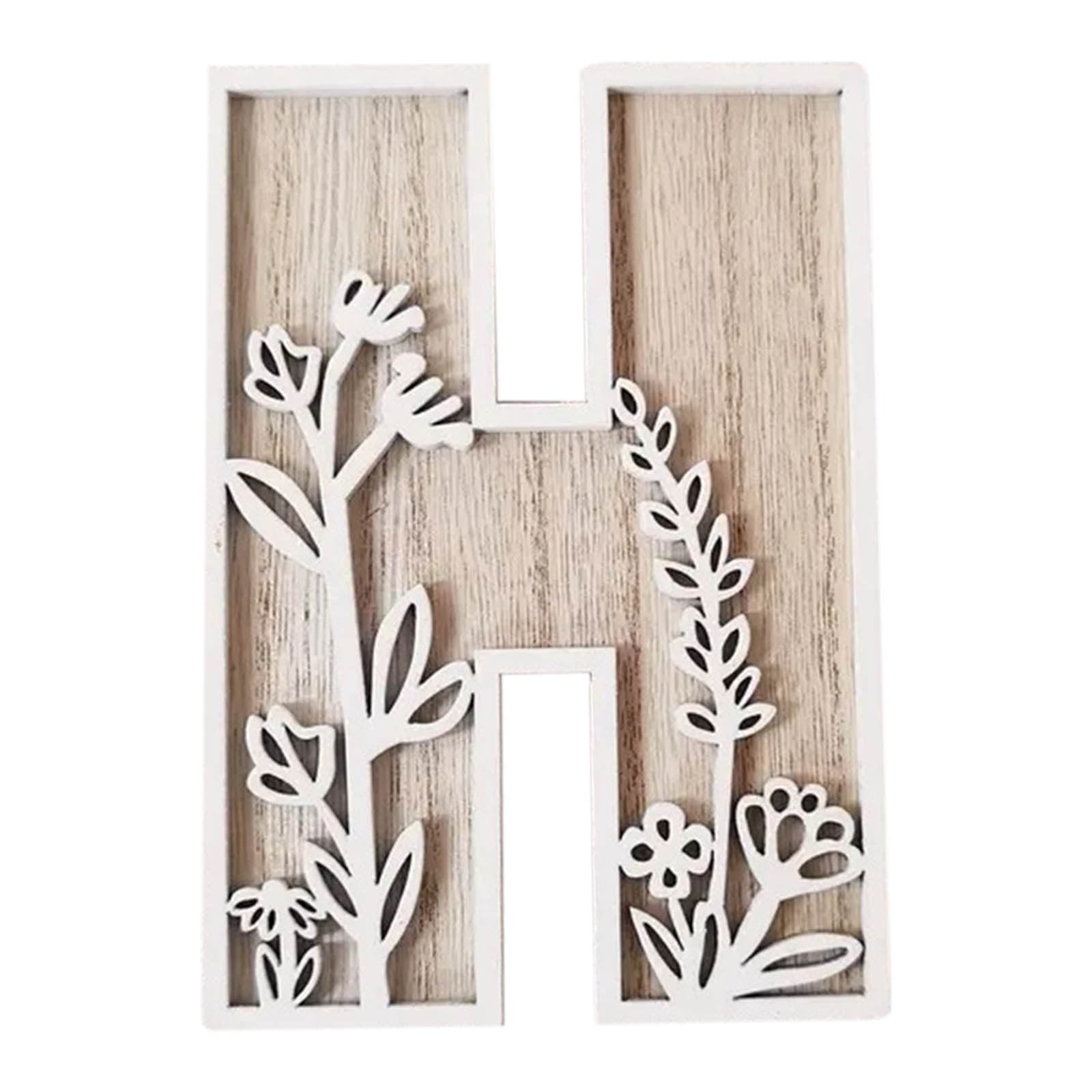 Nmdmisc 5 Inch Wooden Letters for Wall Decor, Flowered Paintable Wooden ...
