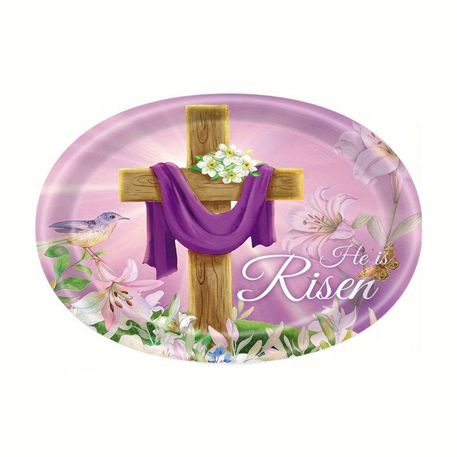 Nmdmisc 50Pcs He is Risen Oval Paper Plates 8.8" X 10.8" Disposable ...