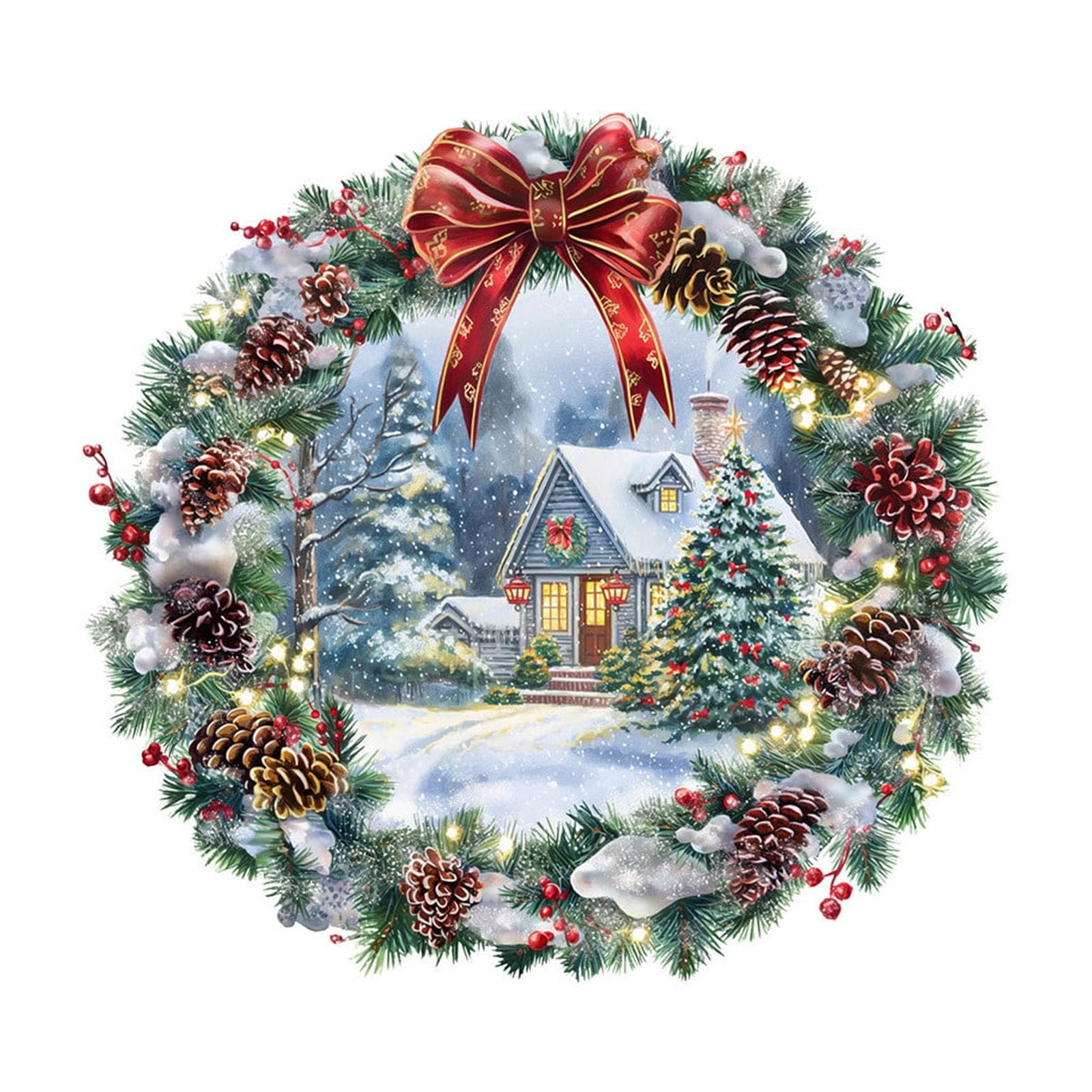 Nmdmisc Christmas Garland Wall Decal Window Stickers with Holly Wreath ...