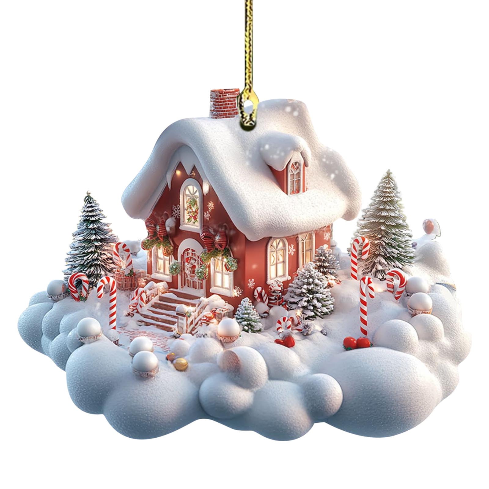 Honeeladyy Christmas Hanging Village Houses Tree Decor,Miniature ...