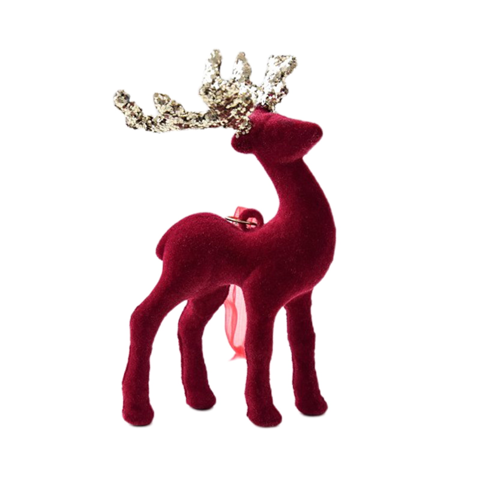 Nmdmisc Christmas Reindeer Figurines,Flocking Small Reindeer Christmas ...