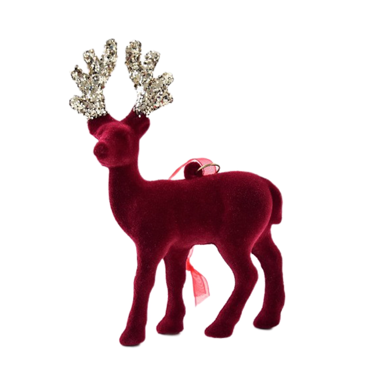 Nmdmisc Christmas Reindeer Figurines,Flocking Small Reindeer Christmas ...