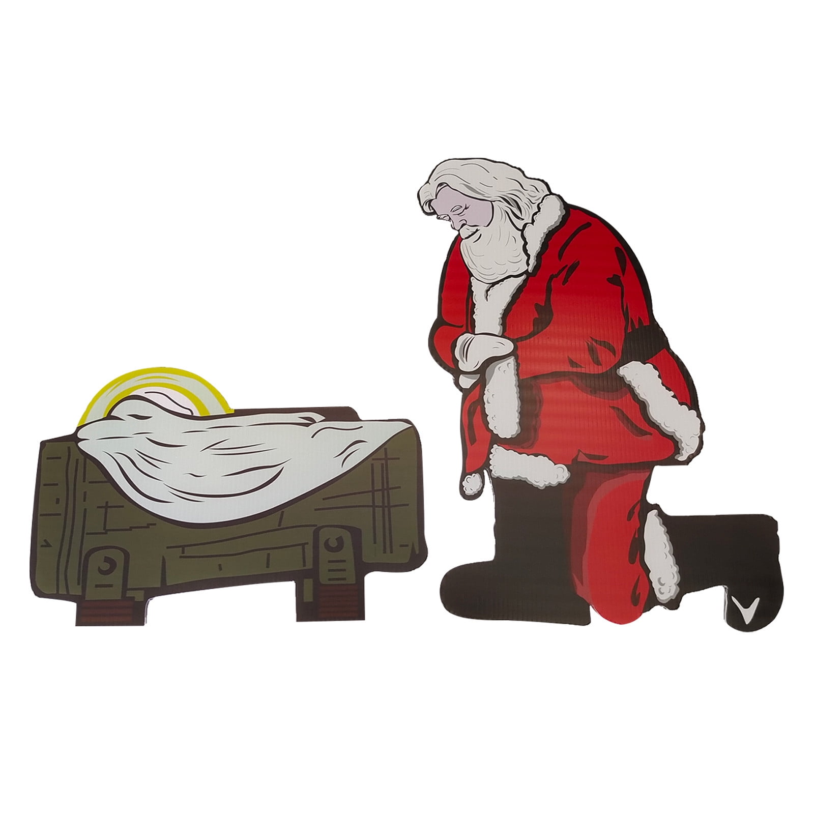 Santa Kneeling At the Manger Ornaments