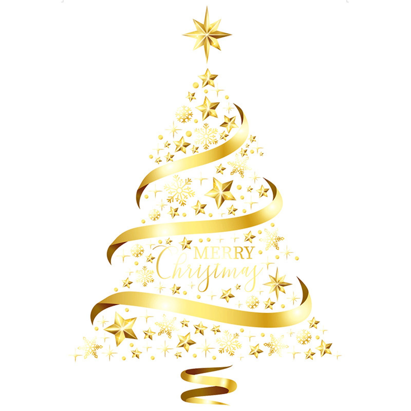 Nmdmisc Golden Christmas Tree Window Clings Stickers for Glass Large ...