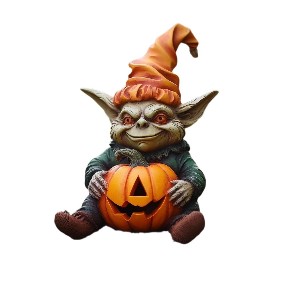 Nmdmisc Halloween Elf Dwarf Pumpkin Figurines with Light,Light Up ...