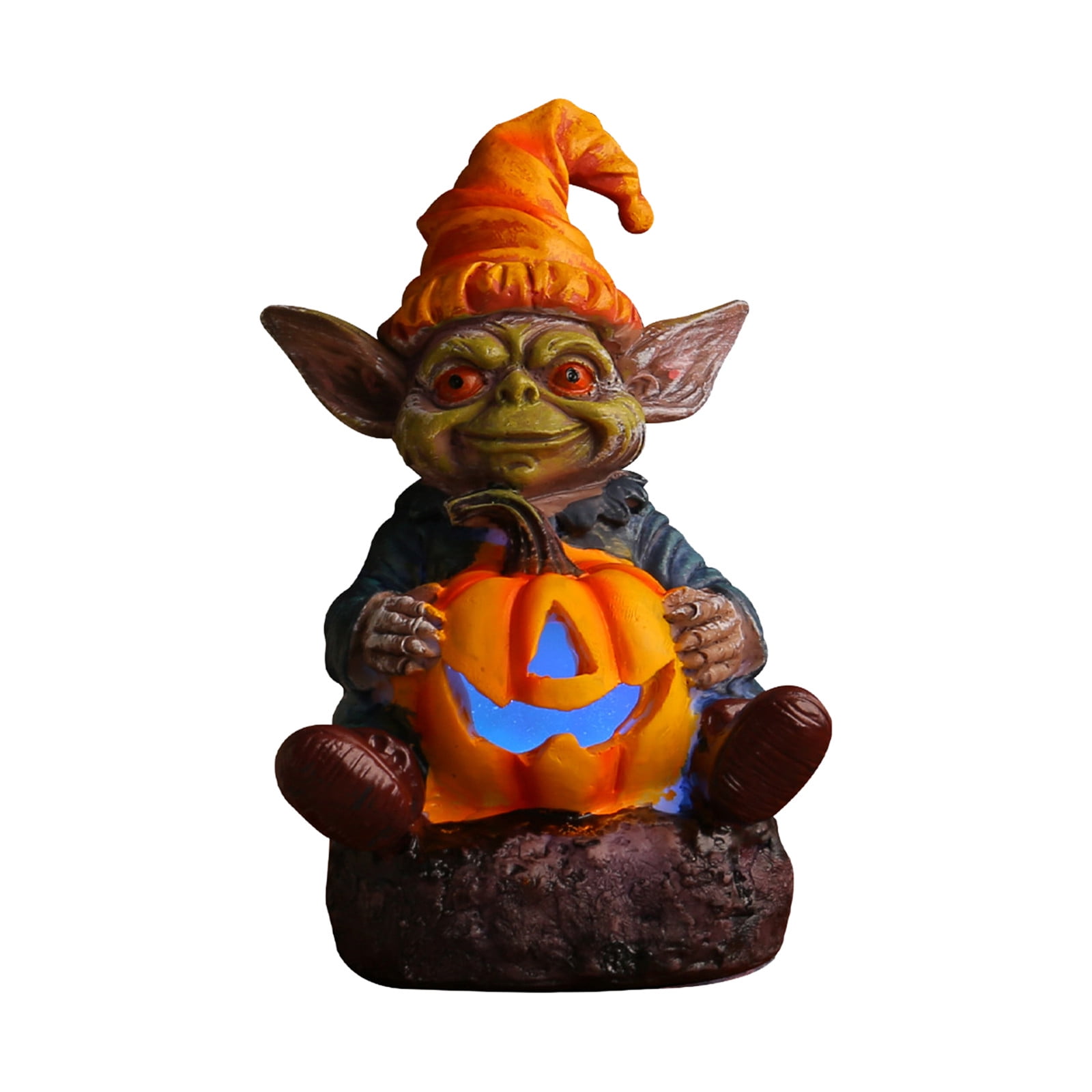 Nmdmisc Halloween Elf Dwarf Pumpkin Figurines with Light, Light Up ...