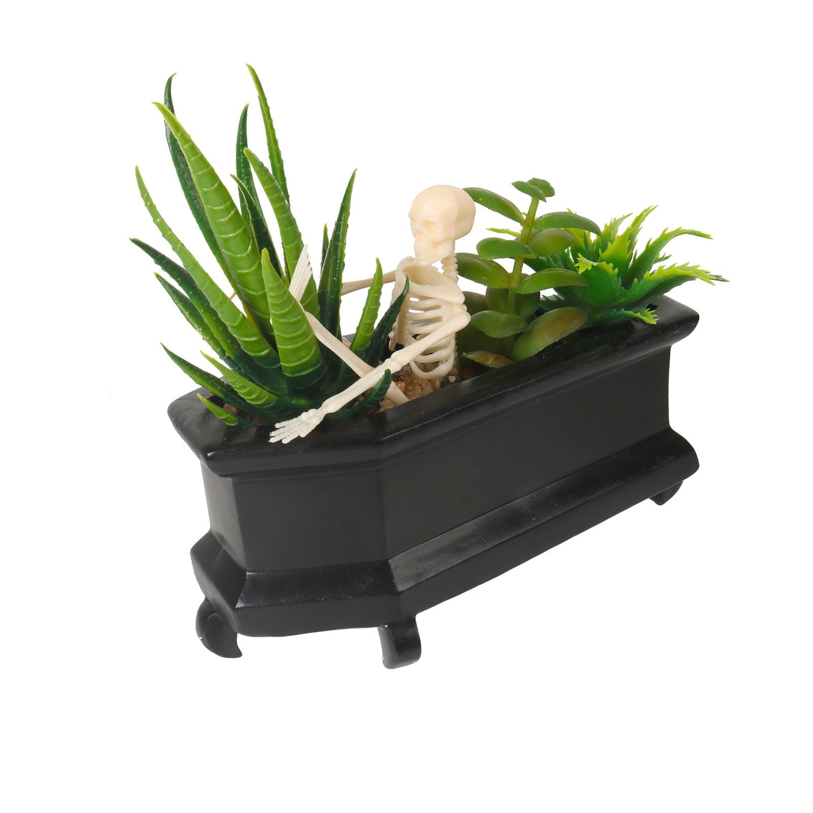 Nmdmisc Halloween Simulation Plant Skeleton Potted,Mini Coffin Planter ...