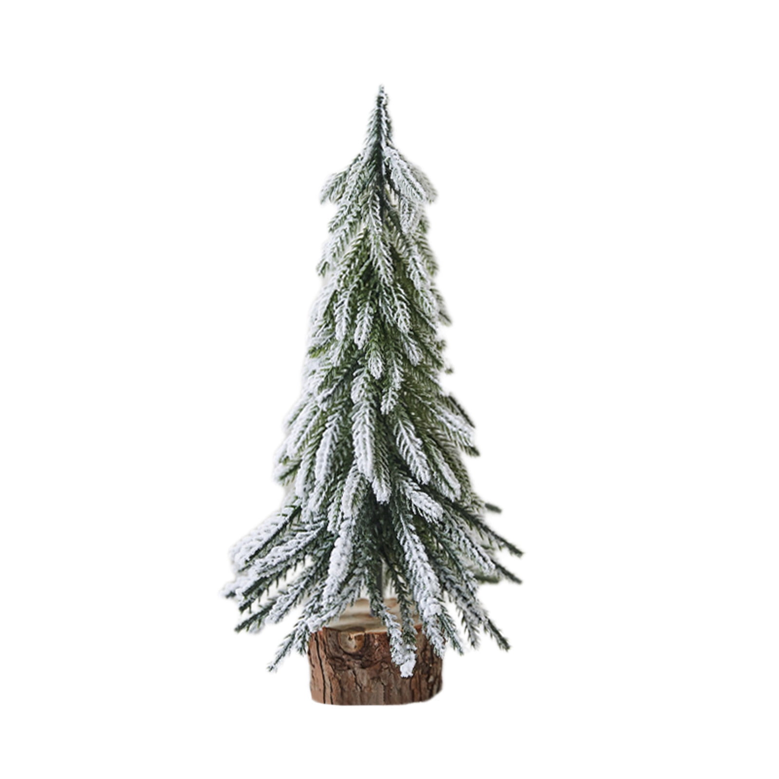 Nmdmisc Mini Snow Flocked Christmas Tree Small Wooden Base White Snow ...