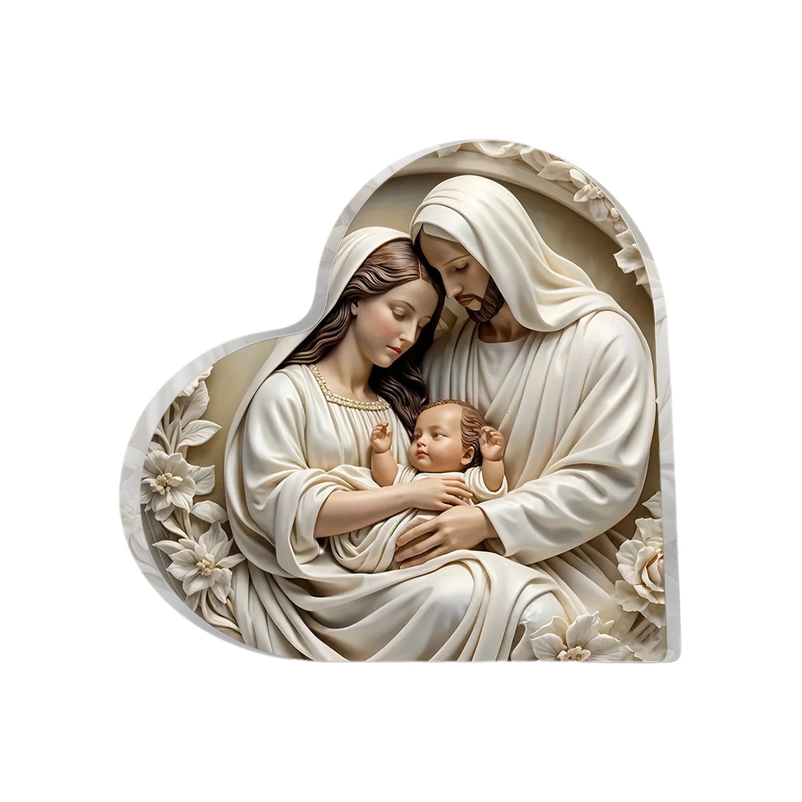 Nmdmisc Nativity Scene Ornaments,Acrylic Heart-Shaped Ornament of Jesus ...